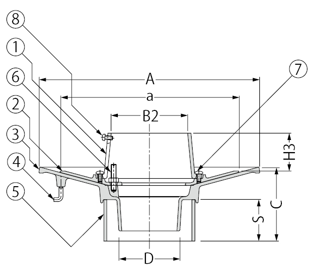 WHB-1 | 鋳鉄製ルーフドレン | カネソウ株式会社 建設用金属製品の総合メーカー